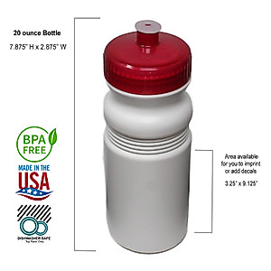 Rolling Sands 20 Ounce Sports Water Bottles 24 Pack, BPA-Free, Made in USA, Dishwasher Safe, White Bottles/Variety