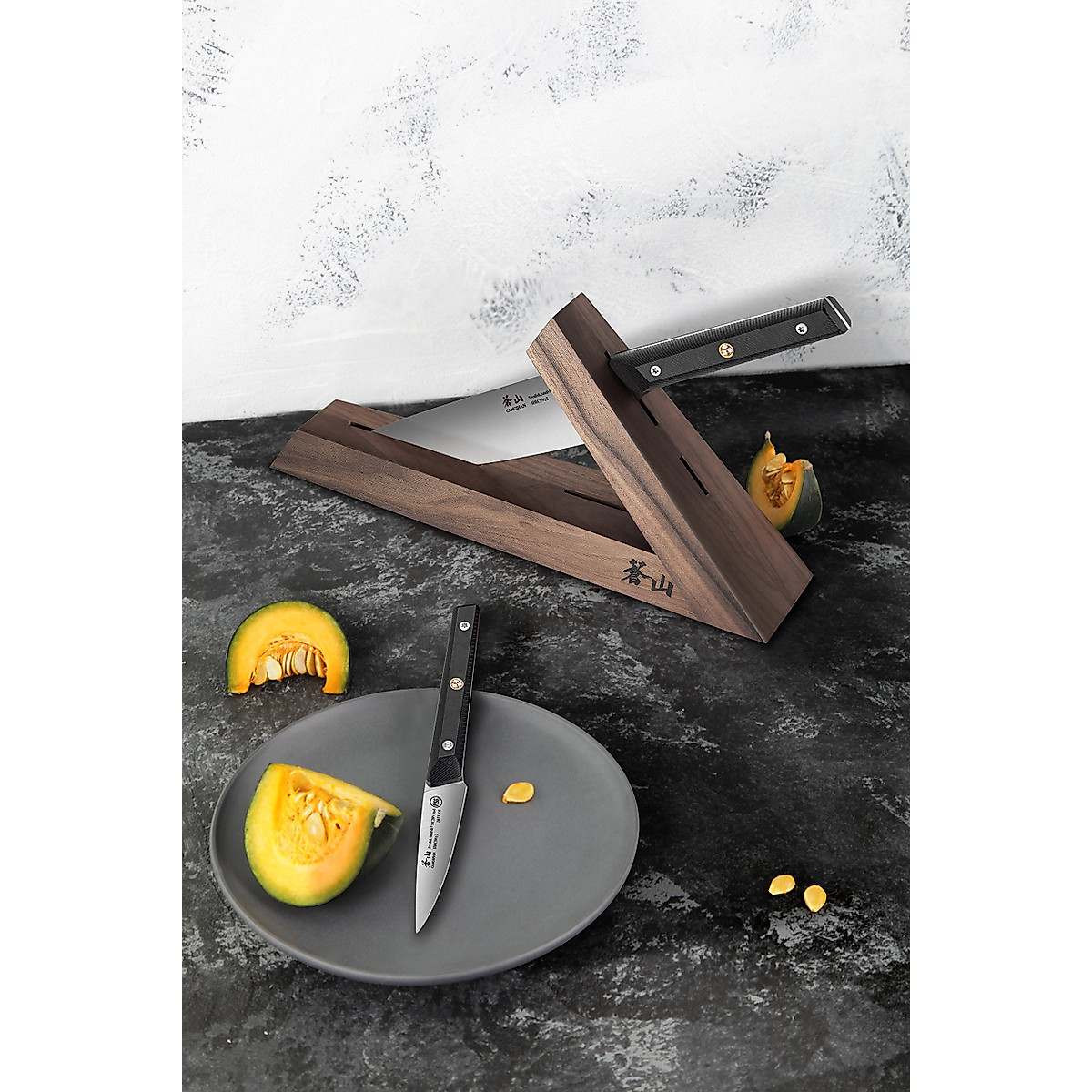 Cangshan TG Series 1021325 Swedish 14C28N Steel 3-Piece TAI Knife Block Set, Walnut