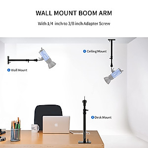 Selens Photography Camera Wall Mount Boom Arm, Ceiling Wall Mounting Up to 22inch for Photo Video Studio Strobe Light, Softbox, Overhead Mount, with 3/8 1/4 Thread, 2 Pack