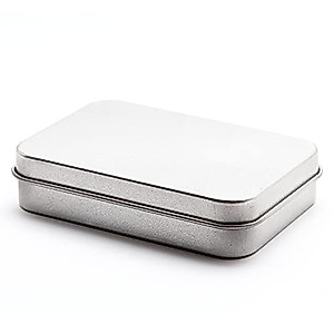 2 Pcs Metal Hinged Tin Box Container Mini Portable Small Storage Container Kit Tin Box Container, Small Tin with Lid, Tin Empty Box, Home Storage 4.5x3.3x0.9 inch, Silver