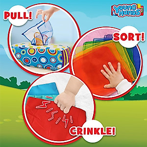 Sensory Pull Along Baby Tissue Box - Montessori Toy for Babies and Toddlers Tissue Box Learning Toys for 5 Months + STEM Educational Toys for Toddler Infant Babies (Large)