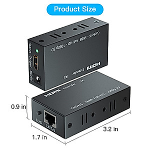 Bcrokory HDMI Extender Up to 60 Meters/196ft, 1080P HDMI Transmitter and Receiver, HDMI Ethernet Sender Repeater Over Singal RJ45 Cat5e/6/7 Ethernet LAN Cable, HDMI to RJ45/RJ45 to HDMI Transmission