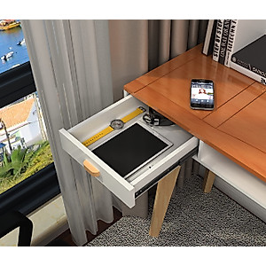 Brefhome Solid Wood Office Desk with 2 Drawers and Opening Storage Cube, Modern Standing Home Computer Desk for Women, 42.5 Inch Sturdy Writing Desk for Small Work Space, Bedroom