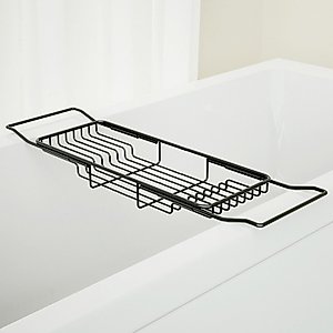 GIYDNEI Stainless Steel Bathtub Caddy Tray, Expandable Bath Tub Tray Table, Adjustable Bathroom Tray, Bath Organizer Tub Shelf,Black,26.8~35.4in