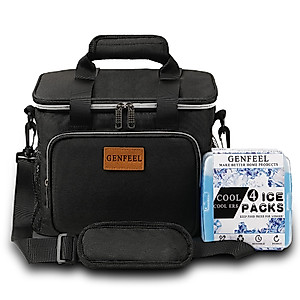GENFEEL Insulated Lunch Bags Men/Women With 4 IcePacks,Men Lunch Bag With Ice Pack,Built In Ice Pack Men Lunch Bog With Adjustable Shoulder Strap, Men Lunch Bags for Office School Work Camping
