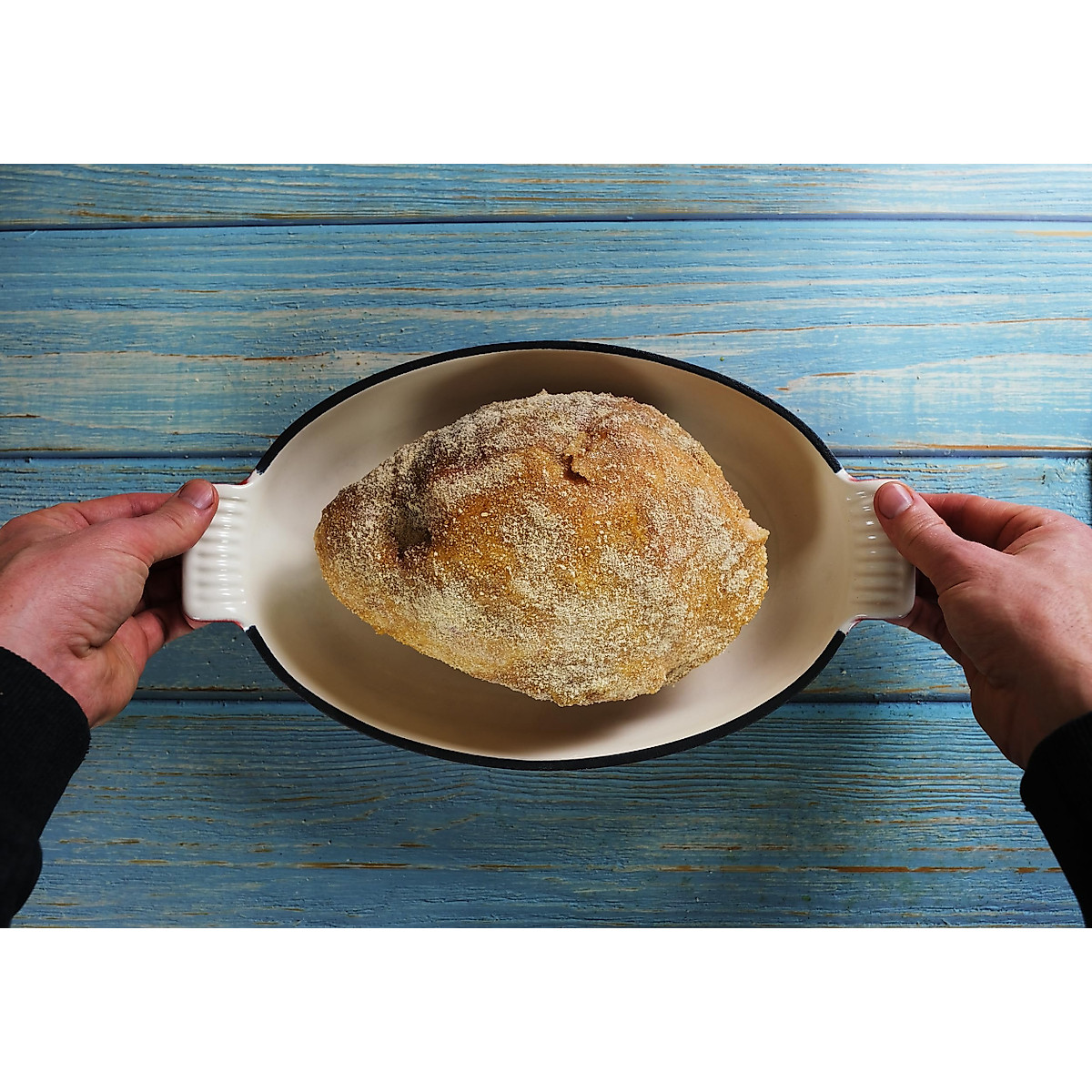 1.58 Qt Enameled Cast Iron Oval Roaster, Casserole Dish, Lasagna Pan, Deep Roasting Pan, for Cooking and Baking - Small 13.4" x 8.46" - Red