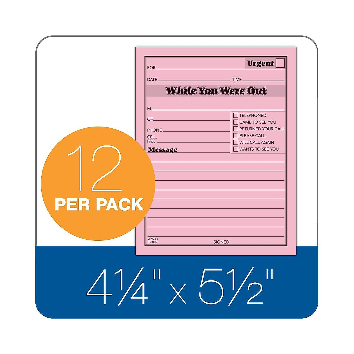TOPS While You Were Out One-Sided Note Pads, 4.25 x 5.5 Inches, Pink, 50 Sheets per Pad, 12 Pads per Pack (3002P)