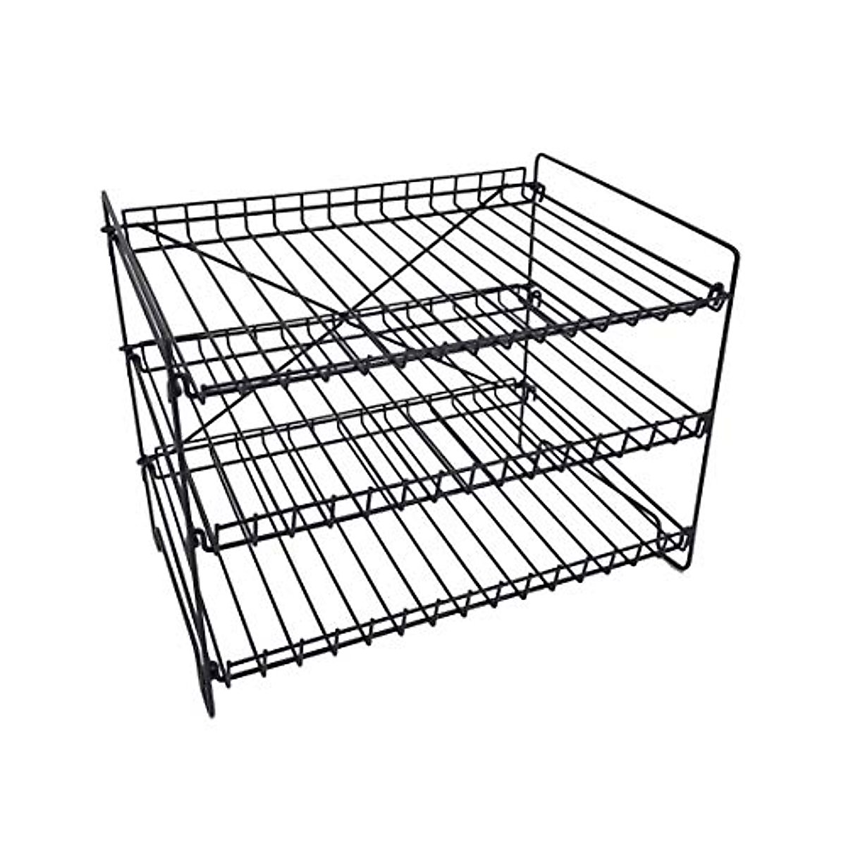FixtureDisplays® 16" x 12.5" x 10" Wire Rack for Countertop Use with 3 Open Shelves, Black 10085-NPF