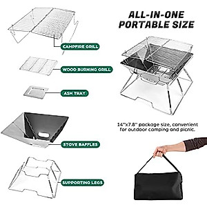Quick Grill Medium: Original Folding Charcoal BBQ Grill Made from Stainless Steel/Carrying Bag for Backpacking Included /