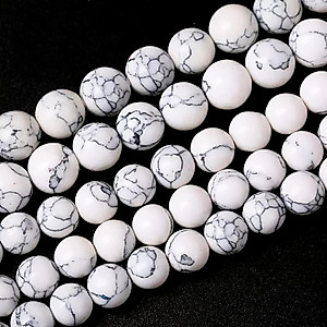 Jmzothie Natural Stone Beads White Turquoise Beads Energy Crystal Healing Power Gemstone for Jewelry Making(8mm, White turquoise-45pcs)