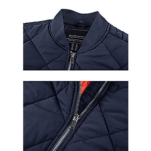 TACVASEN Men's Padded Jackets Winter Full Zipper Fleece Casual Bomber Varsity Coat Navy M