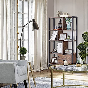 NAIYUFA Bookcase, 4-Tier Bookshelf with 2 Drawers,Book Shelves Display Shelf for Living Room, Bedroom, Home Office