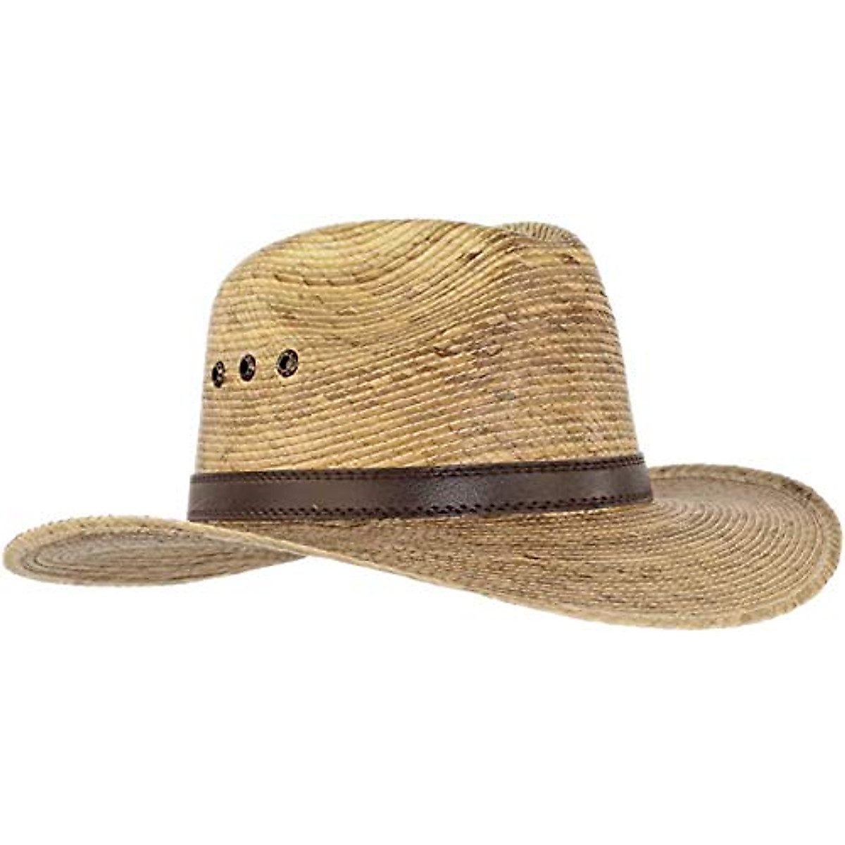 Big Wide Brim Natural Palm Leaf Straw Cuban Gaucho Fedora UPF Sun Hat Flex Fit