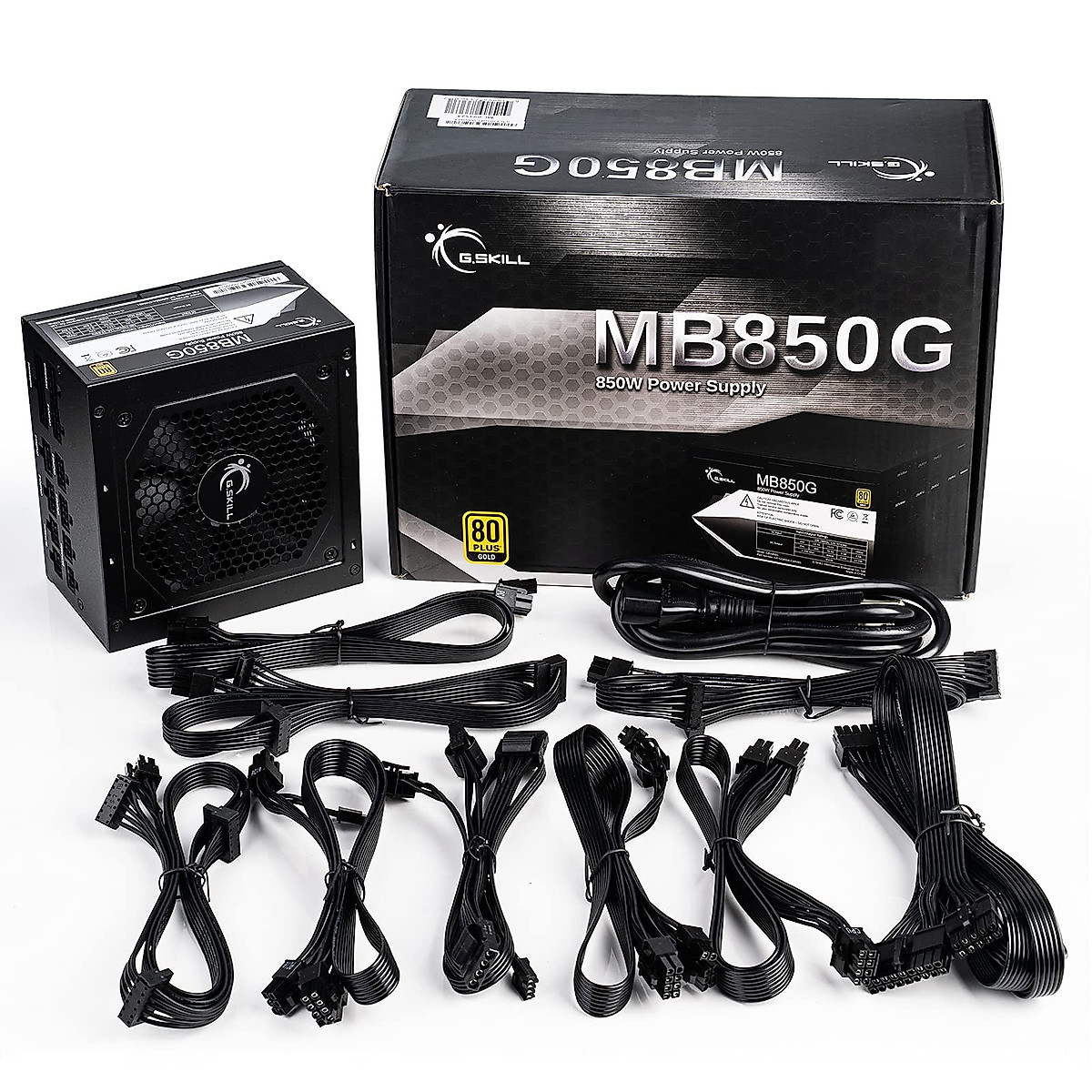 G.Skill MB850G PSU, 80 Plus Gold, Fully Modular ATX Power Supply 850 Watt, Compact 140mm Size, 120mm Cooling Fan, Gaming Computer Power Supply