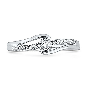DGOLD 10KT Gold Round Diamond Promise Ring (1/10 CTTW)