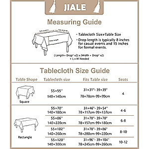 JIALE Tablecloths for Rectangle Tables,Cotton Linen Table Cloth Waterproof Tablecloth Wrinkle Free Farmhouse Dining Table Cover,Soft Fabric Table Cloths with Tassels,Blue & White,55" X 86",6-8 Seats