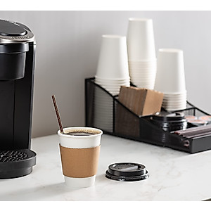 Comfy Package [12 oz. - 100 Sets Disposable Coffee Cups with Lids and sleeves - To Go Paper Hot Cups for Travel and Office Use