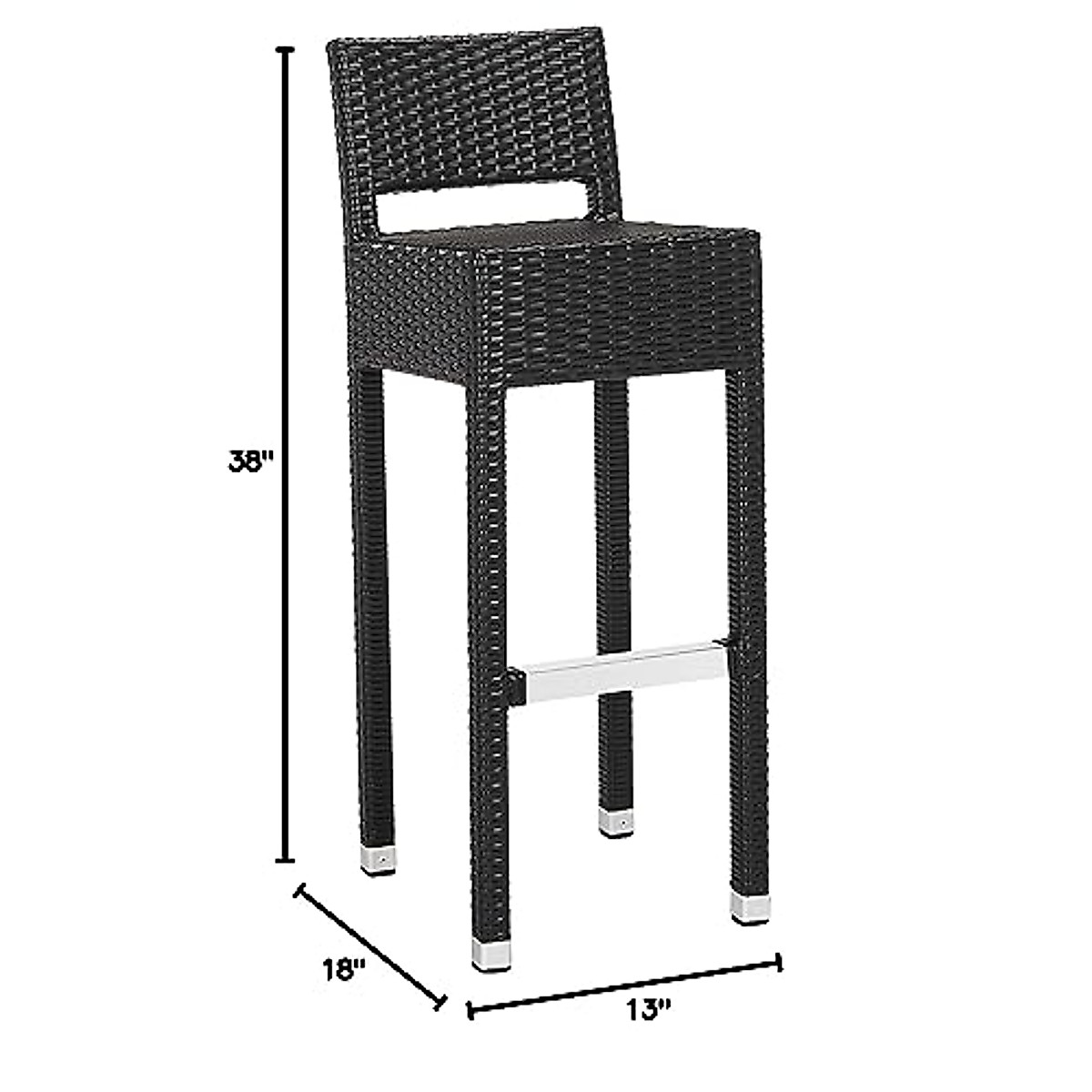 SAFAVIEH FOX5212A Collection Landry Black Indoor/Outdoor Bar Stool