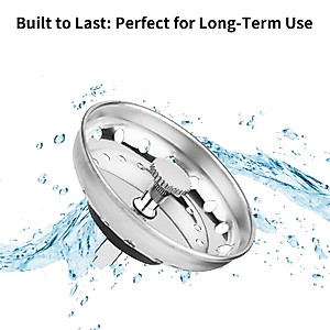 Fri4free 2PCS Kitchen Sink Drain Strainer Sink Stopper combo for Standard 3-1/2 Inch Drain, Stainless Steel Sink Strainer Basket with Rubber Stopper Bottom, Kitchen Sink Plug Drain Cover Drain Catcher