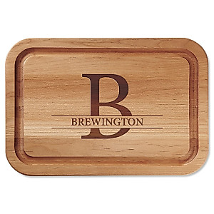 Initial Personalized Red Alder Wooden Cutting Board - Custom Engraved 11 x 16-Inch, Chopping and Serving Boards, Wedding and Housewarming Gifts, Add Initial and Last Name, by Lillian Vernon