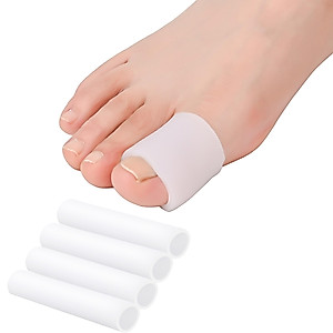 Hoogoo Gel Big Toe Sleeves 4 Pack, Toe Tubes Protectors Pads for Big Toe, Relief Pain from Corns, Blisters, Calluses, Sore, Bent, Stubbed Hammer Toes
