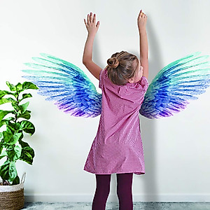 Glowing Angel Wings Wall Decals, Peel and Stick Wings Vinyl Wall Stickers Home Wall Decor Removable Decals for Girls Bedroom Kids Room Nursery, Wing Wall Art Home Decorations Party Supplies