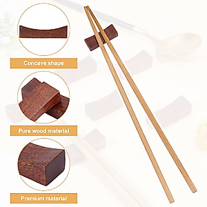 FINGERINSPIRE Set of 8 Wooden Chopsticks Rest(Coconut Brown) Handcrafted Wood Chopsticks Stand Dinner Spoon Stand Concave Shape Fork and Knife Holder Party Table Decoration
