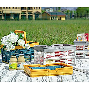 Cabilock 3pcs Bin Hanging Luggage Green Car Reusable with Desktop Food Crates Shopping Tote Bedroom Caddy Handles Handle Organizer Carry Market Travel Vegetables for Basket Home Snack