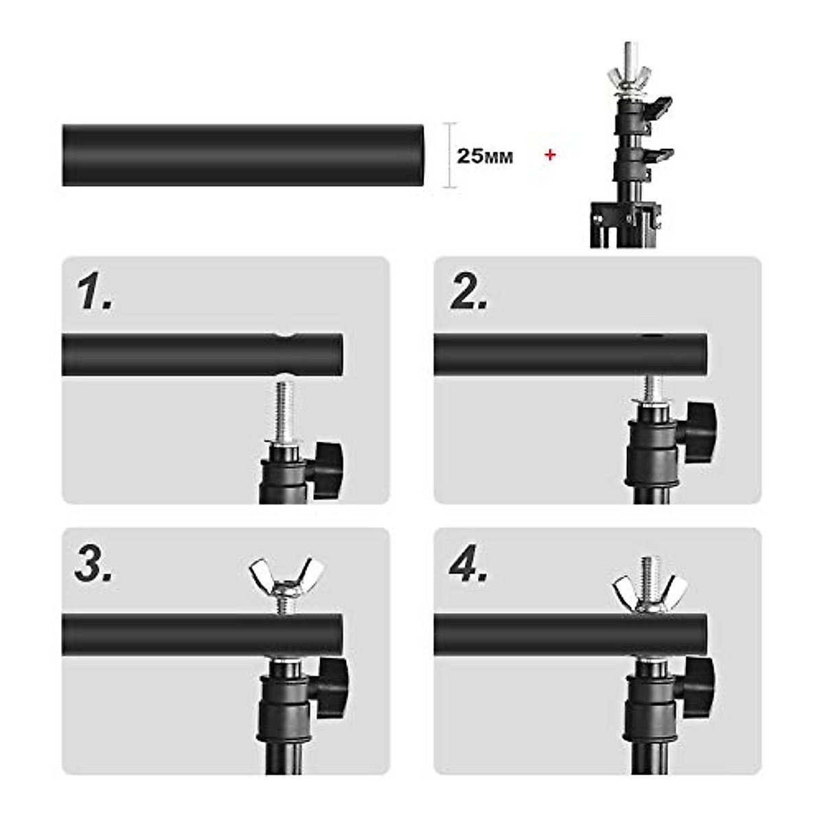 PHOPIK Photo Studio Backdrop Stand, 10ft Adjustable Photo Background Holder, Back Drop Banner Stand Support System Kit for Portrait & Studio Photography, Birthday Party