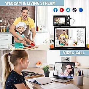 Digital Camera for Photograph, 4K 48MP Video Vlogging Camera with Fill Light, 16X Digital Zoom Pocket Camera for Students Teens Beginners, 3.0in LCD HD Display (White)