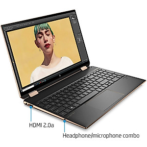 HP Spectre X360 15.6 Inch 4K UHD Touch-Screen 512GB SSD + 32GB Optane 1.8GHz i7 2-in-1 Laptop (16GB RAM, Quad-Core i7-10510U, GeForce MX330, Windows 10 Home) Nightfall Black 15-EB0043DX