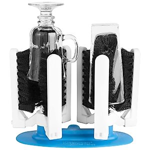 KissKleen Glass Cleaner Brush - Bar and Restaurant Commercial Glass Washer Brush for 2 Glasses - Wine Glass, Bottle, and Cup Washer to Remove Water Spots & Stains