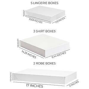 White Gift Box - 10 Pack Assortment - Great For All Occasions: Birthdays, Holidays, Graduations and Special Occasions, Assorted 2 Robe Gift Boxes, 3 Shirt Gift Boxes and 5 Lingerie Gift Boxes by ALEF