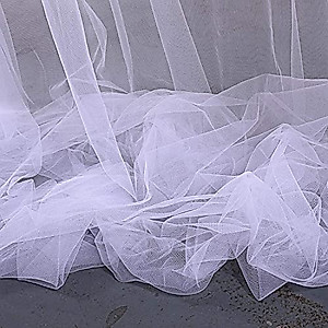 White Tulle Backdrop Curtain with Lights String for Parites 10×8ft Sheer Backdrop Curtains White Curtain Backdrop for Wedding Baby Shower Birthday Party Photo Shoot Decorations(2 Panels 10ft×8ft)