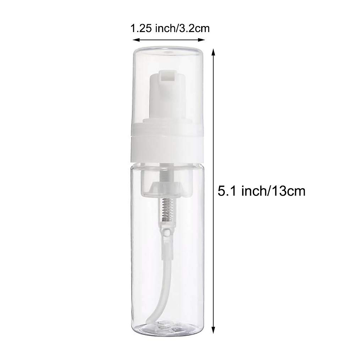 UTENEW 2-Piece Plastic Foamer Bottle Clear Pump Dispenser Mini Travel Size Foaming Soap Face Wash 1.7 Oz, No leaks!