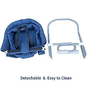 Hook On High Chair, Clip on Table High Chair with Dining Tray for Babies and Toddlers, Folding Flat Feeding Seat with Convenient Carry Bag for Home and Travel(Denim Blue)