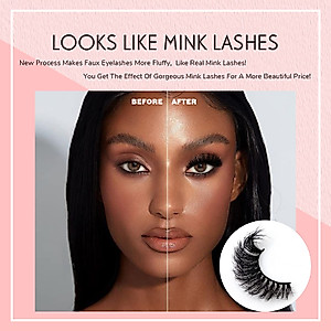 royaomis Fluffy Mink Lashes 20mm Cat-Eye Faux Mink Eyelashes 10 Pairs, 8d Dramatic Long Thick Volume Fake Eyelashes by Royaomis(Z67)