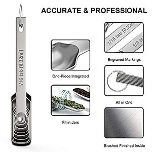 Wildone Measuring Cups & Spoons Set of 21 - Includes 7 Stainless Steel Nesting Measuring Cups, 8 Measuring Spoons, 1 Leveler & 5 Mini Measuring Spoons, Ideal for Dry and Liquid Ingredients