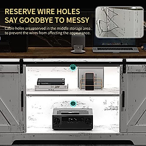 Kasibie Farmhouse 65" TV Stand, Modern LED TV Stand White, Entertainment Center with Storage Cabinet, Sliding Barn Door Media Cabinet (White)