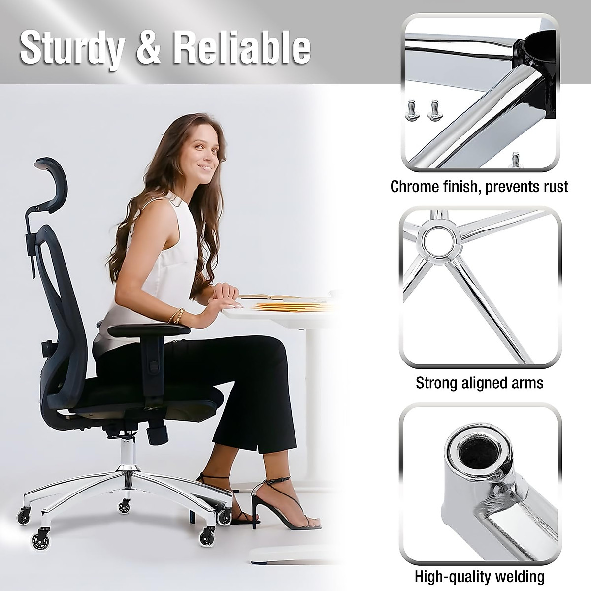 Duramont Office Chair Base Replacement - Heavy Duty Base To Replace Any Chair Bottom - Strong Aluminum Metal Legs Help Your Desk Chair Last a Lifetime - Universal Standard Size 28" Inch