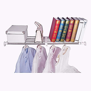 Hershii Expandable Shelf Rod Closet System 5-Bar Telescopic Heavy Duty Clothes Hanger Adjustable DIY Storage Organizer Shoe Rack