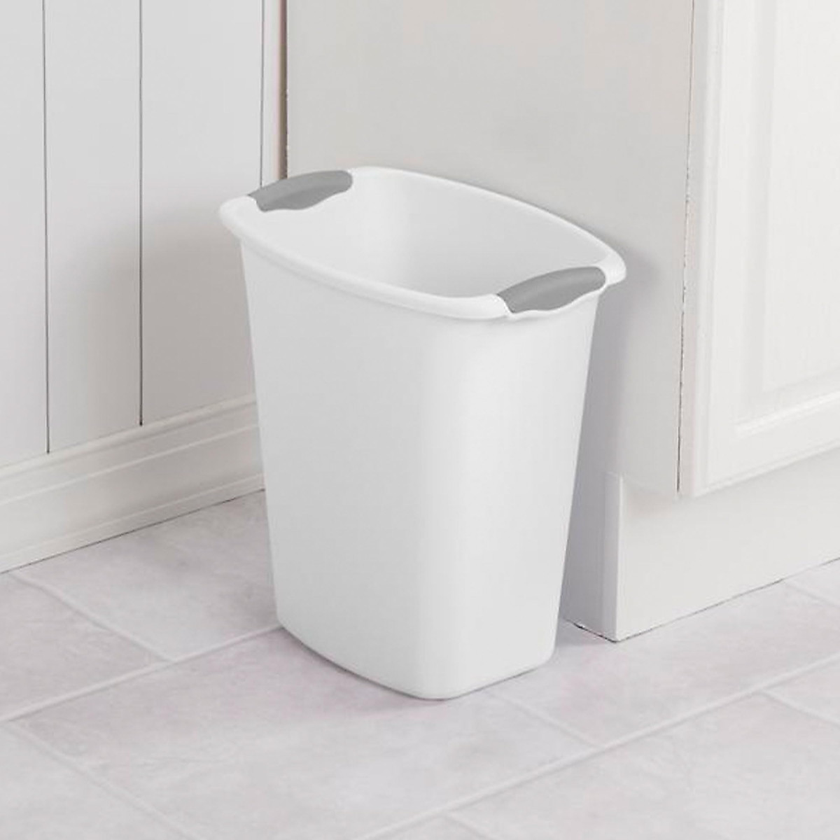 Sterilite 10358006 3 Gallon/11.4 Liter Wastebasket, White with Titanium Inserts, 6-Pack