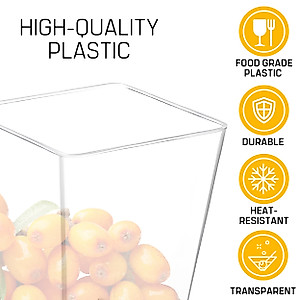 Killer's Instinct Outdoors 50 Plastic Party Cups for Dessert 5.4 oz Serve Tiramisu Parfait Dip Sundaes Single Serve Desserts and More Clear Plastic Tumbler Glasses Mini Appetizer Dish or Square Bowl