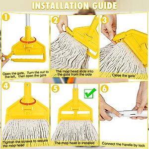 Commercial Mop Heavy Duty Industrial Cotton Mop with Long Handle,Looped-End String Wet Mops for Home,Garage,Office, Workshop, Warehouse Floor Cleaning