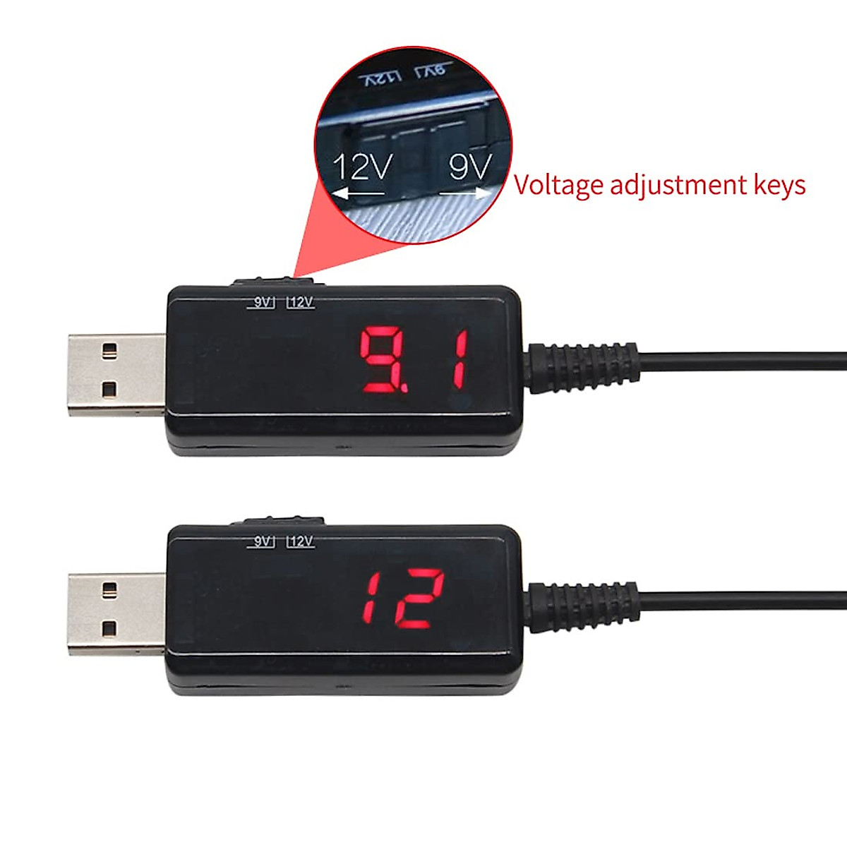 HiLetgo USB Boost Converter Cable DC 5V to 9V 12V USB Step-up Cable USB to DC 5.5x2.1mm 3.5x1.35mm USB Power Supply Adapter UBS Power Voltage Boost Converter Max Power 18W
