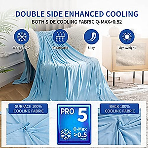 Auemtyn Cooling Throw Blanket with Double Sided Cold Effect,Twin Cool Blankets for Hot Sleepers,Arc-Chill Q-Max>0.52 Cool Fiber,Lightweight Breathable Summer Blankets for Night Sweats(60"x80",Blue)