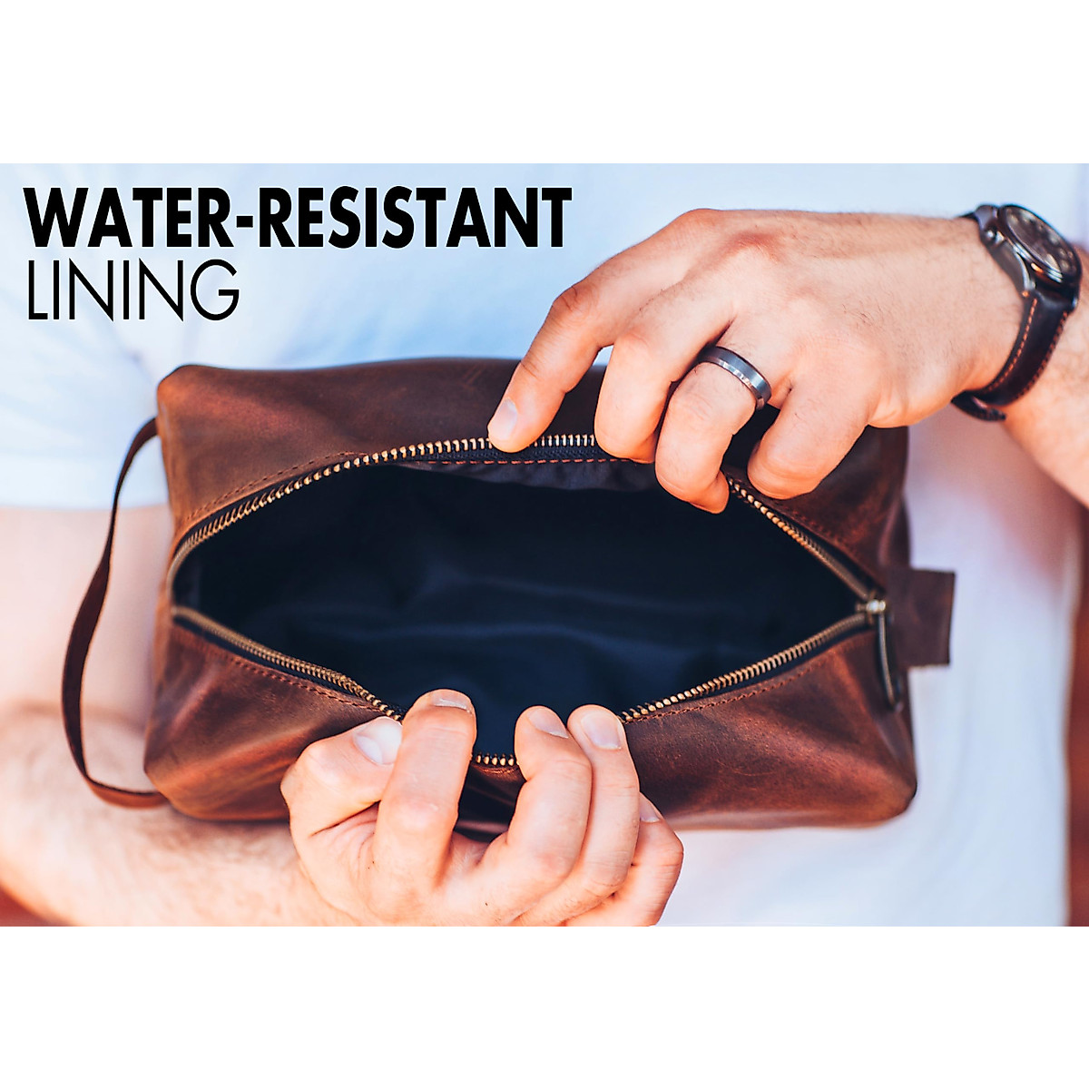 Personalized Leather Dopp Kit For Men – Unique Anniversary Gift, Birthday Gift, Father & Groomsmen Gift – Mens Handcrafted Travel Bag for Toiletries, Shaving & Grooming Kit – Toiletry Bag Made in USA