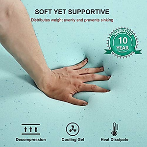 TEKAMON 3 Inch Mattress Topper Queen,Memory Foam Cooling Mattress Pad Cover for Back Pain,Bed Topper with Removable Bamboo Cover,Soft & Breathable,CertiPUR-US Certified