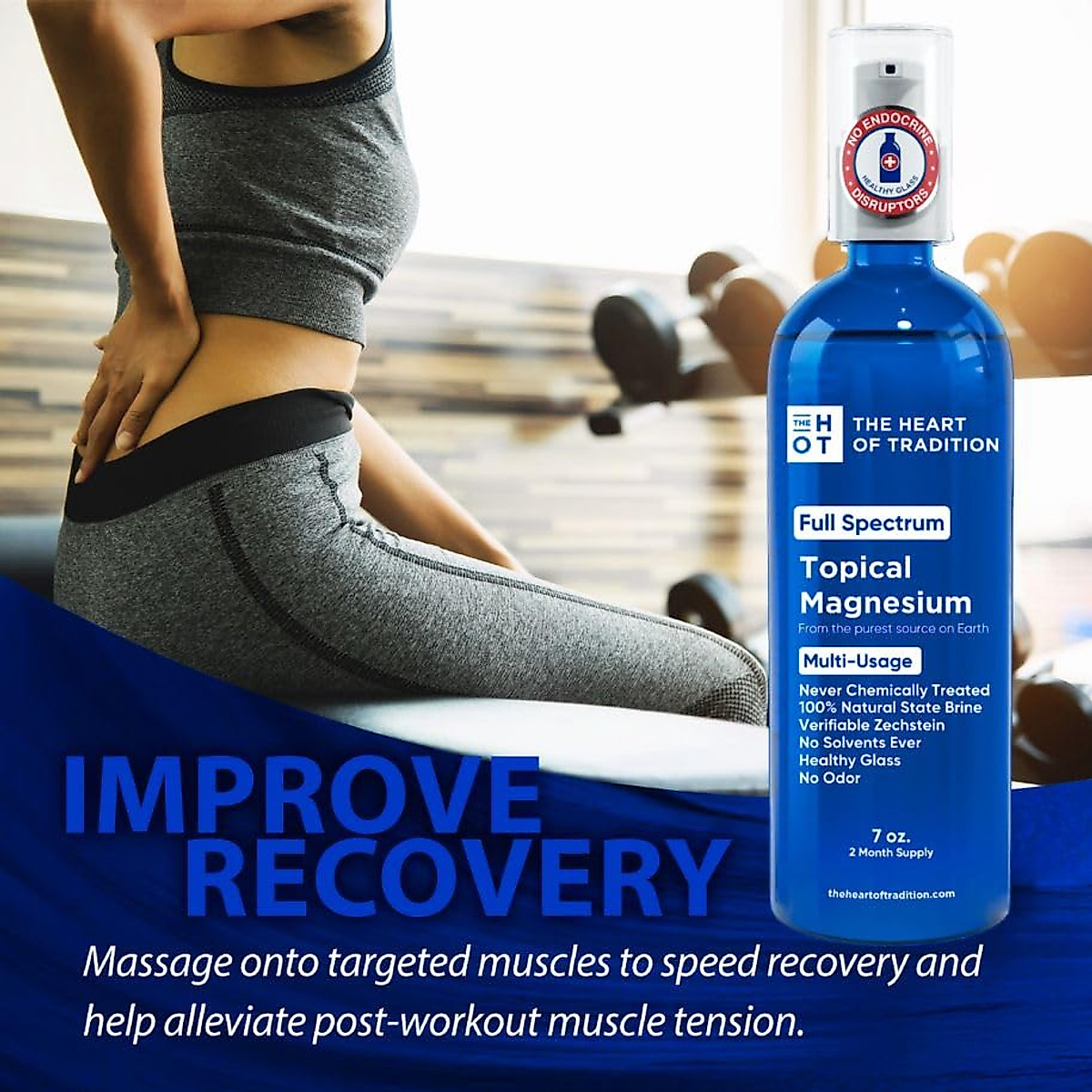 Full Spectrum Transdermal Magnesium Oil - Magnesium Spray in Healthy Glass Certified Zechstein Magnesium Chloride and Trace Minerals (7 fl oz)