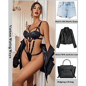 Avidlove Womens Lingerie Set Sexy Underwired Push Up One Piece Babydoll Teddy Lingerie Black Medium